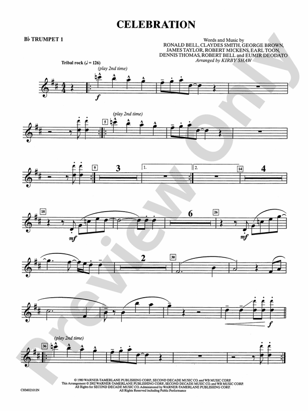 Celebration: 1st B-flat Trumpet: 1st B-flat Trumpet Part - Digital Sheet Music Download