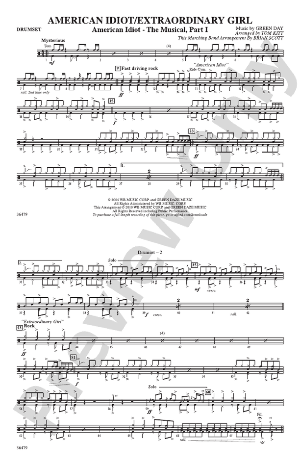 American Idiot / Extraordinary Girl: Drumset: Drumset Part - Digital ...