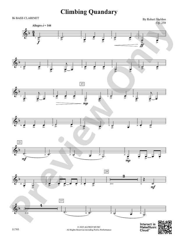 Climbing Quandary: B-flat Bass Clarinet: B-flat Bass Clarinet Part ...