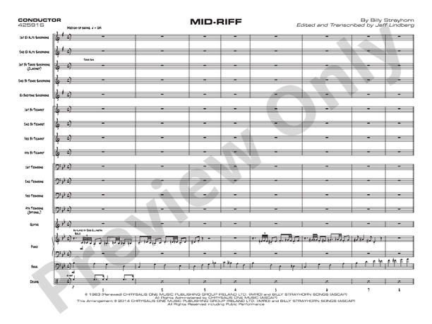 Mid-Riff: Jazz Ensemble Conductor Score & Parts: Billy Strayhorn ...