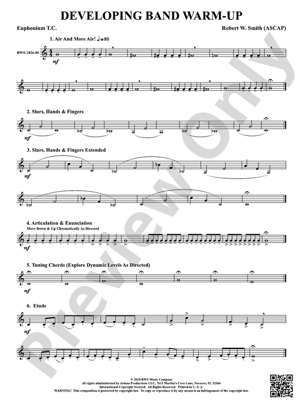 Developing Band Warm-Up: Baritone T.C.: Baritone T.C. Part: Robert W ...