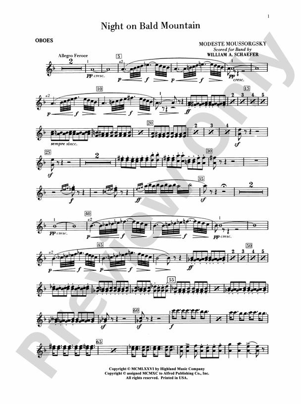 Night on Bald Mountain: Oboe: Oboe Part - Digital Sheet Music Download