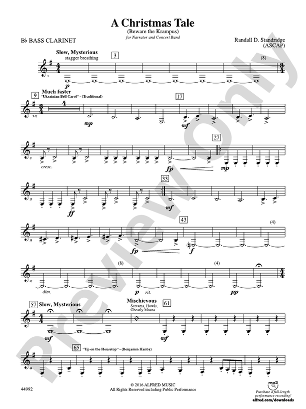 A Christmas Tale: B-flat Bass Clarinet: B-flat Bass Clarinet Part ...
