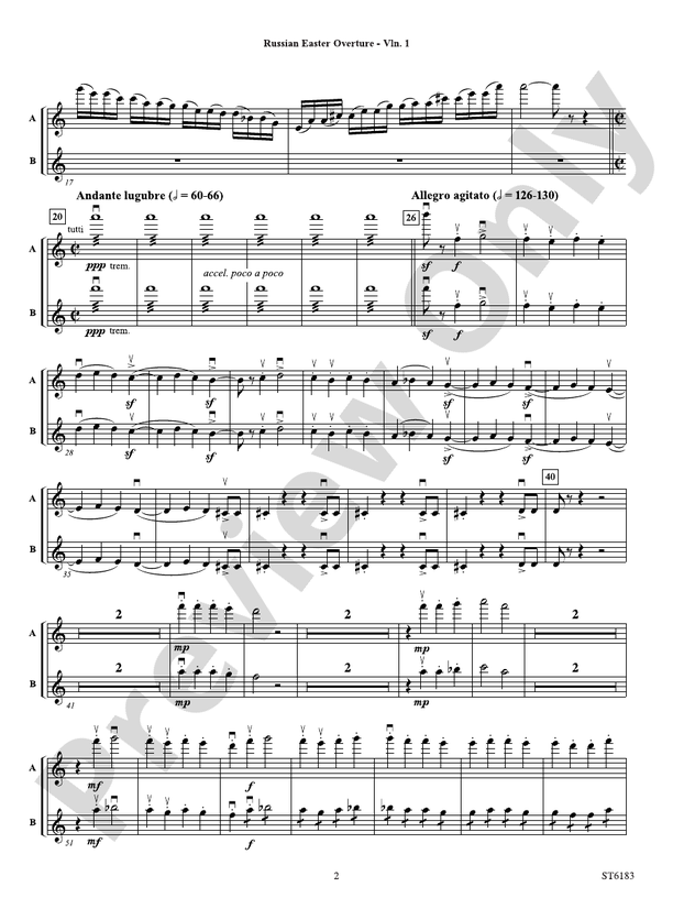 Russian Easter Overture: Violin 1: Violin 1 Part: Nikolai Rimsky ...