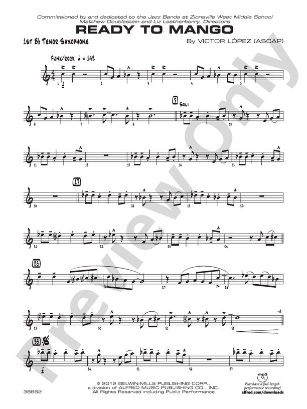 Ready to Mango: B-flat Tenor Saxophone: B-flat Tenor Saxophone Part - Digital Sheet Music Download