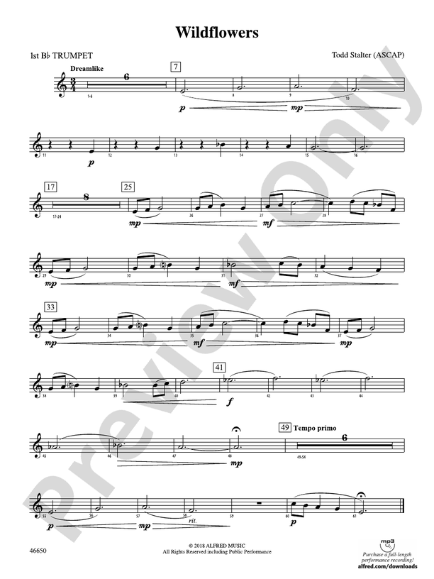 Wildflowers: 1st B-flat Trumpet: 1st B-flat Trumpet Part - Digital ...