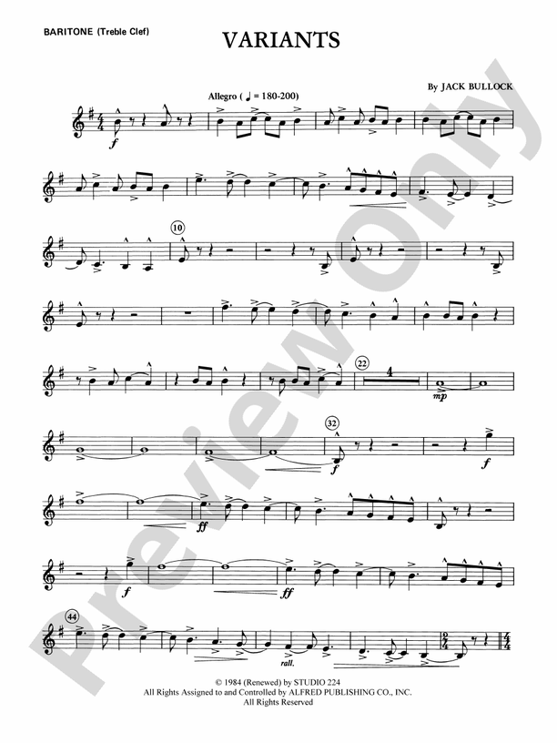 Variants: Baritone T.C.: Baritone T.C. Part - Digital Sheet Music Download
