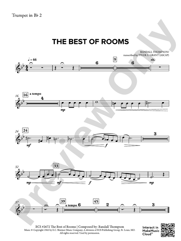 The Best of Rooms: 2nd B-flat Trumpet: 2nd B-flat Trumpet Part - Digital Sheet Music Download