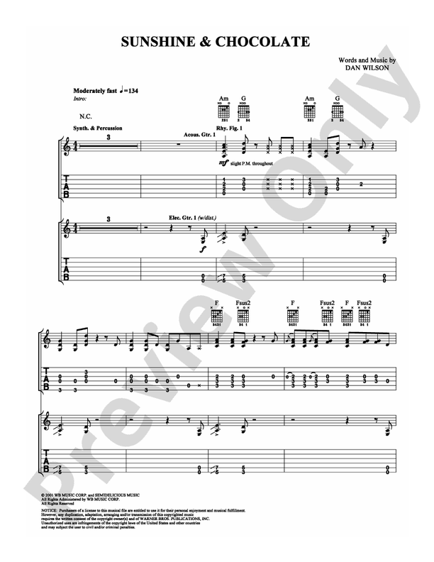 Sunshine & Chocolate: Guitar TAB: Semisonic - Digital Sheet Music Download