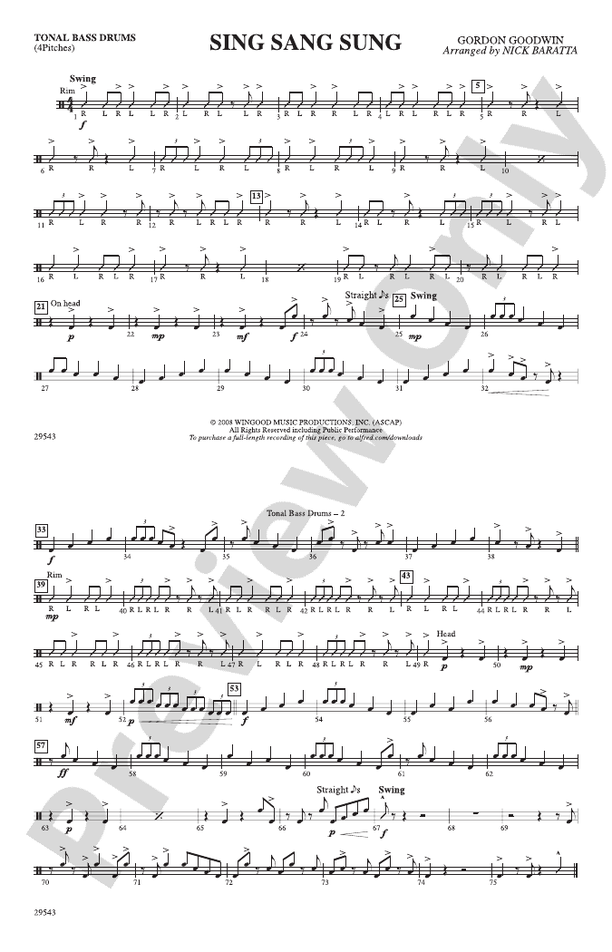 Sing Sang Sung: Tonal Bass Drum: Tonal Bass Drum Part - Digital Sheet ...