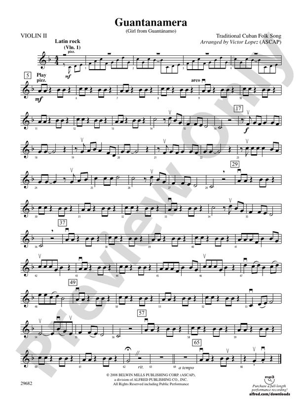 Guantanamera: 2nd Violin: 2nd Violin Part - Digital Sheet Music Download