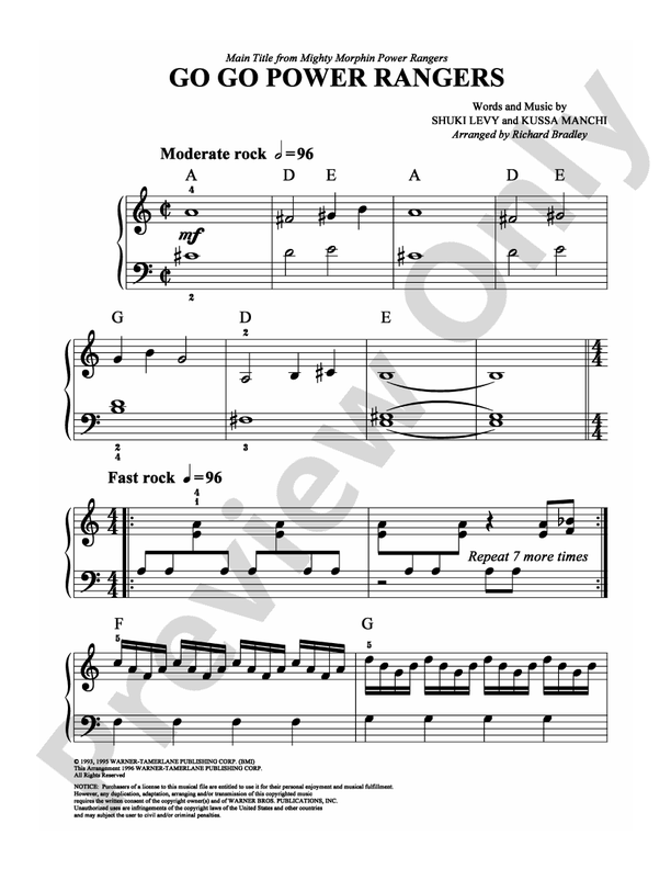 Go Go Power Rangers: Easy Piano: Shuki Levy - Digital Sheet Music Download