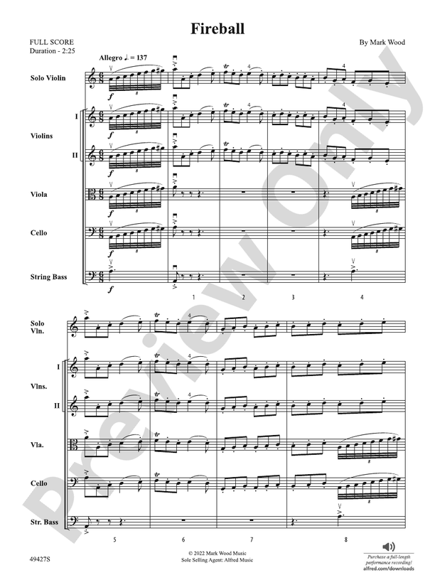 Fireball: String Orchestra Conductor Score & Parts: Mark Wood - Digital ...