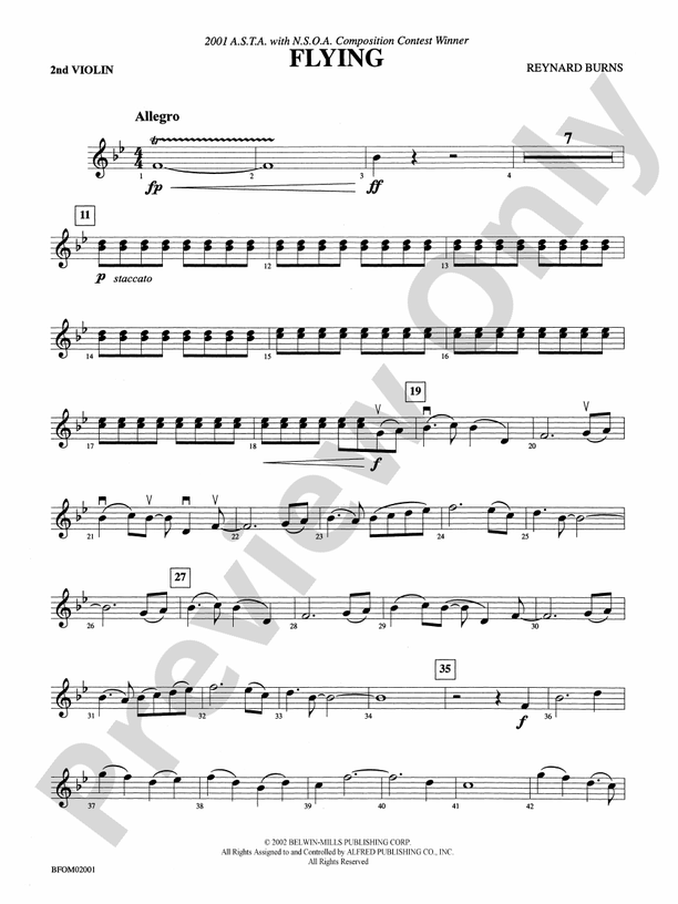 Flying: 2nd Violin: 2nd Violin Part - Digital Sheet Music Download
