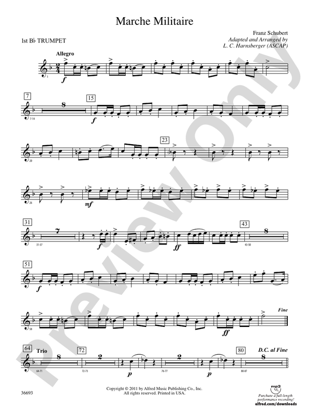 Marche Militaire: 1st B-flat Trumpet: 1st B-flat Trumpet Part - Digital ...