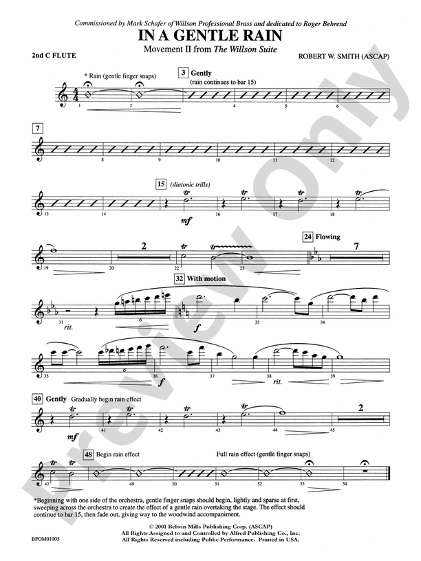 In a Gentle Rain (Movement II from the Willson Suite): 2nd Flute: 2nd Flute Part - Digital Sheet ...