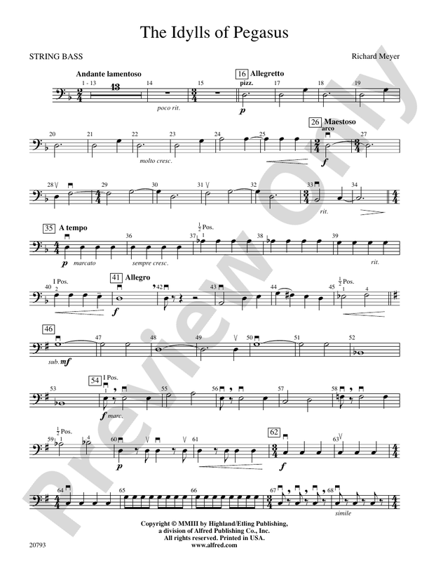 The Idylls of Pegasus: String Bass: String Bass Part - Digital Sheet Music Download