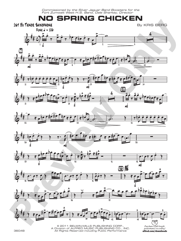 No Spring Chicken: B-flat Tenor Saxophone: B-flat Tenor Saxophone Part ...