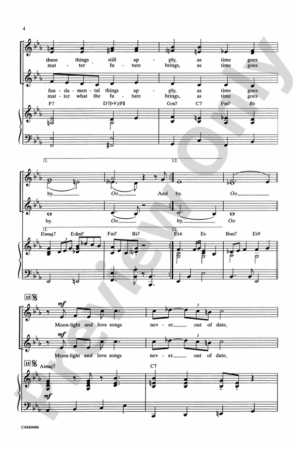 As Time Goes By: SSA Choral Octavo: Herman Hupfeld - Digital Sheet ...