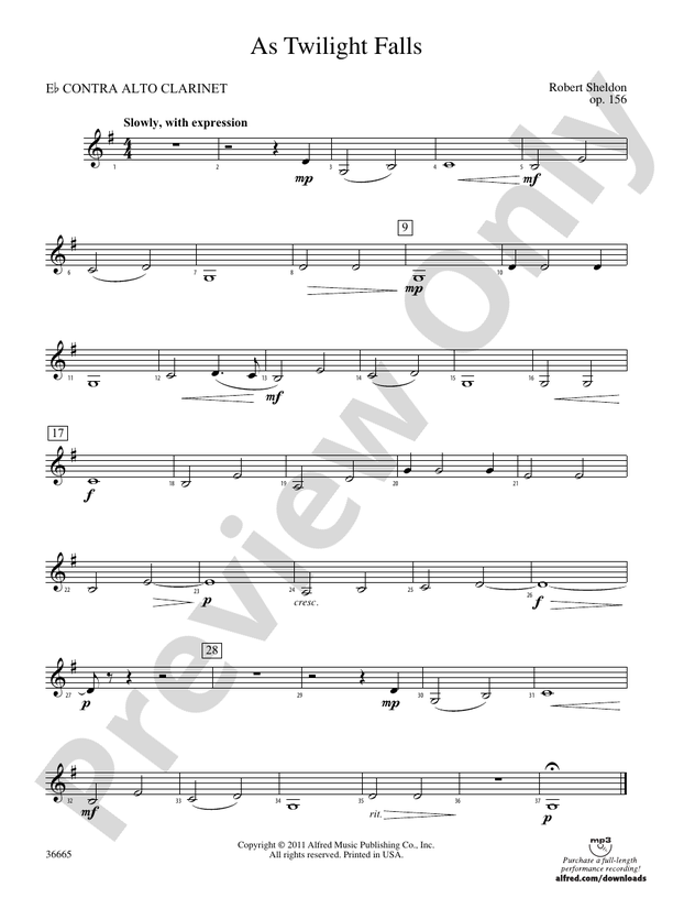 As Twilight Falls: (wp) E-flat Contrabass Clarinet: (wp) E-flat Contrabass Clarinet World Part ...