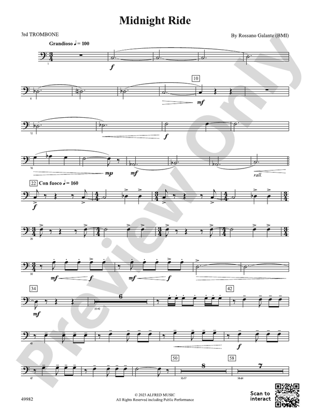 Midnight Ride: 3rd Trombone: 3rd Trombone Part - Digital Sheet Music ...