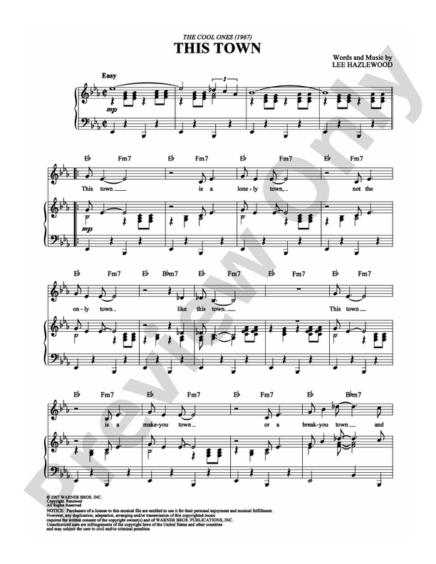 This Town: Piano/Vocal/Chords: Lee Hazlewood - Digital Sheet Music Download