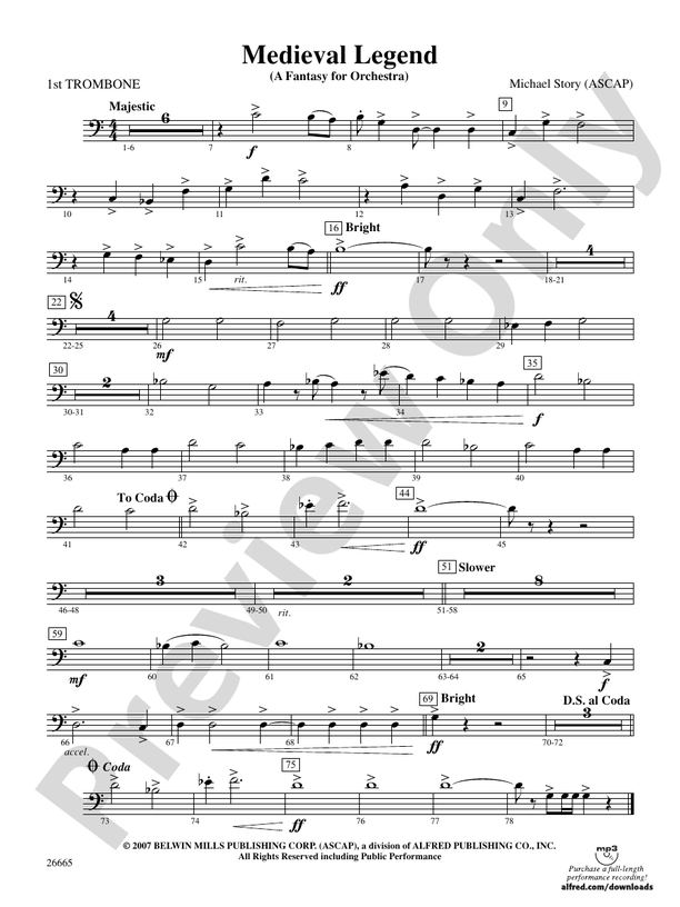 Medieval Legend: 1st Trombone: 1st Trombone Part - Digital Sheet Music ...