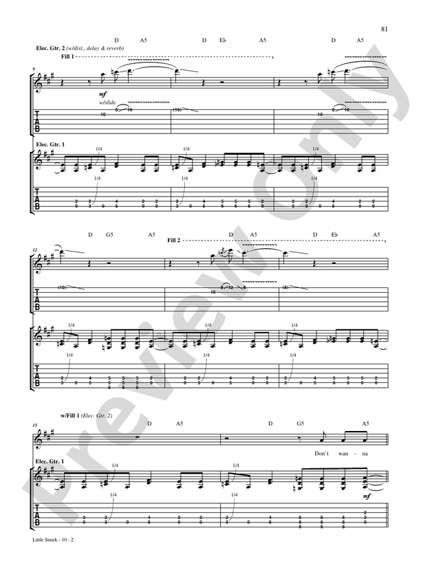 Little Smirk: Guitar: Theory of a Deadman - Digital Sheet Music Download
