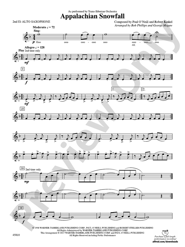 Appalachian Snowfall: 2nd E-flat Alto Saxophone: 2nd E-flat Alto Saxophone Part - Digital Sheet ...