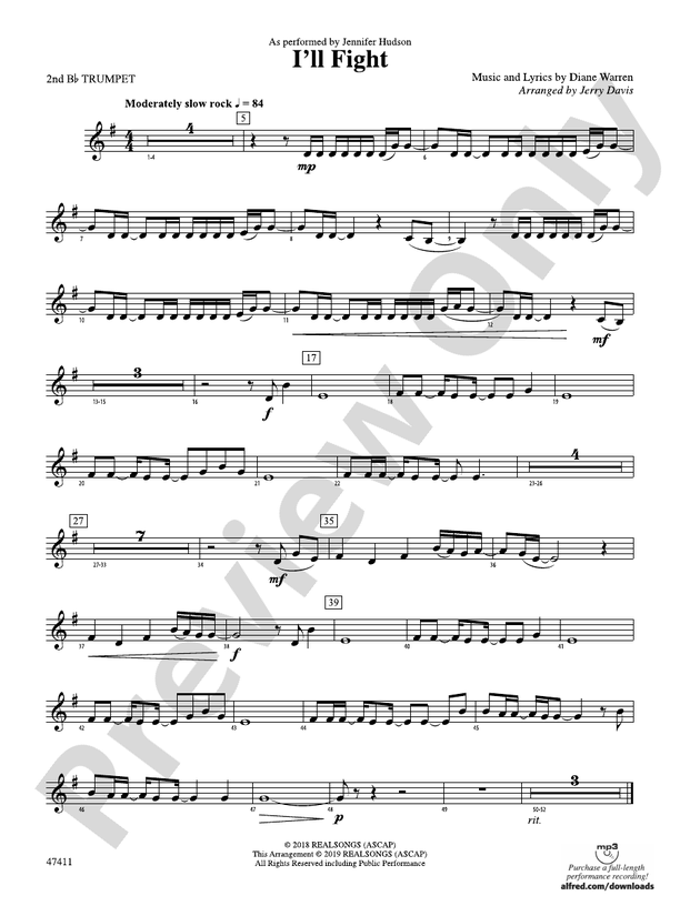 I'll Fight: 2nd B-flat Trumpet: 2nd B-flat Trumpet Part - Digital Sheet Music Download