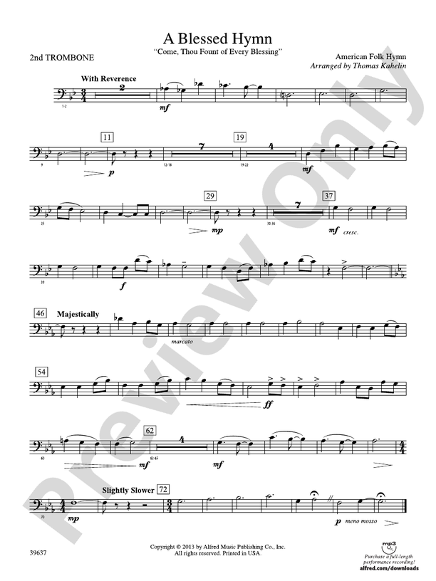 A Blessed Hymn: 2nd Trombone: 2nd Trombone Part - Digital Sheet Music Download