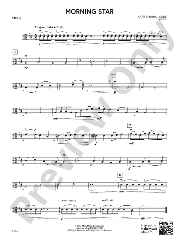 Morning Star: Viola: Viola Part - Digital Sheet Music Download