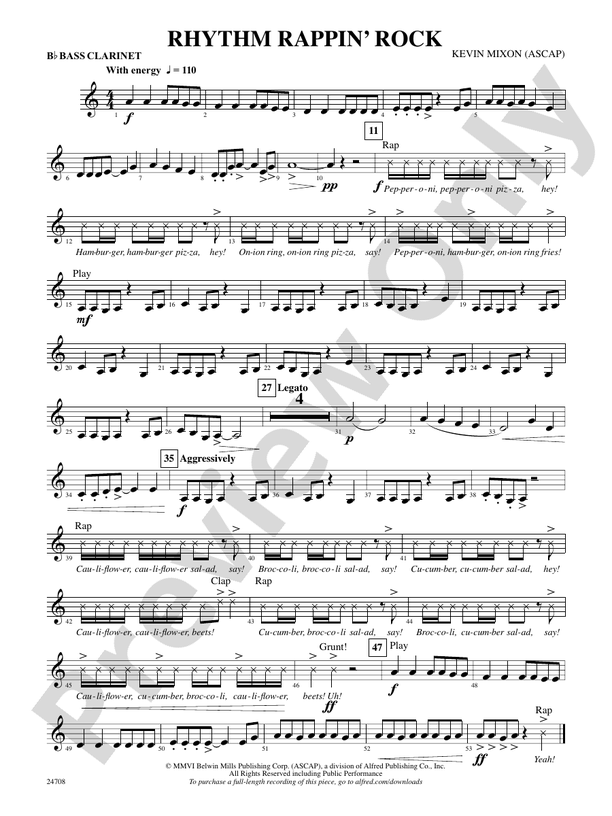 Rhythm Rappin' Rock: B-flat Bass Clarinet: B-flat Bass Clarinet Part ...
