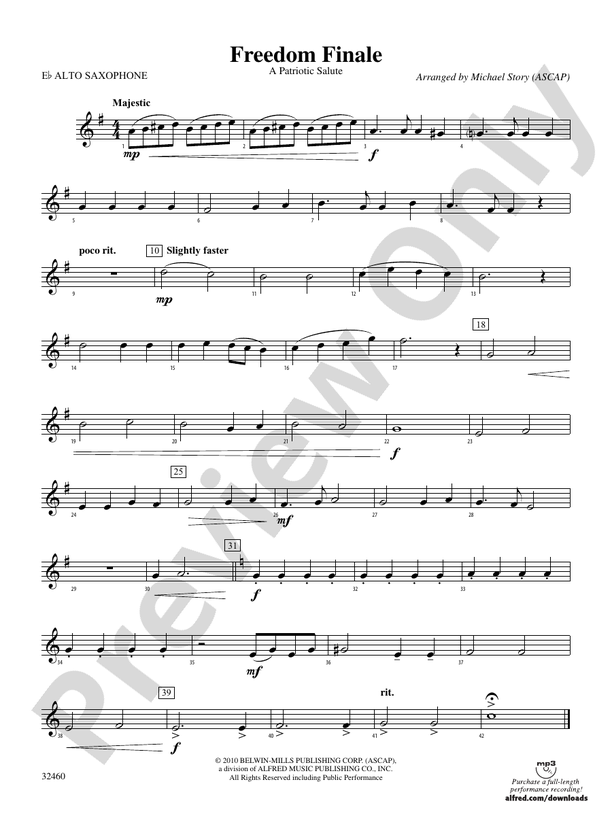 Freedom Finale: E-flat Alto Saxophone: E-flat Alto Saxophone Part ...