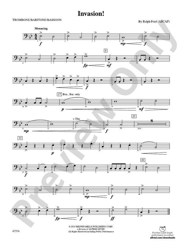 Invasion!: 1st Trombone: 1st Trombone Part - Digital Sheet Music Download