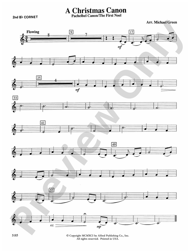 A Christmas Canon (Pachelbel Canon / The First Noel): 2nd B-flat Cornet ...