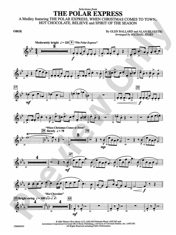 The Polar Express, Selections from: Oboe: Oboe Part - Digital Sheet ...
