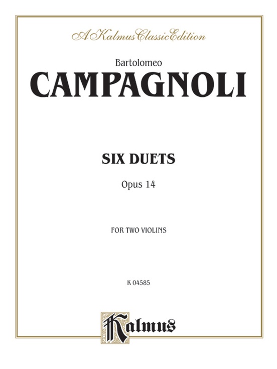 Campagnoli: Six Duets, Op. 14: Violin Book: Bartolomeo Campagnoli ...