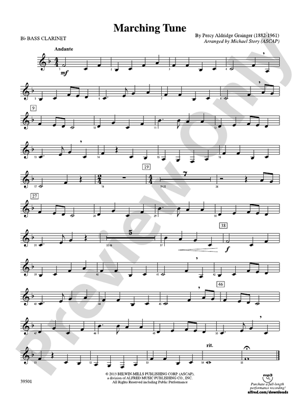 Marching Tune: B-flat Bass Clarinet: B-flat Bass Clarinet Part ...