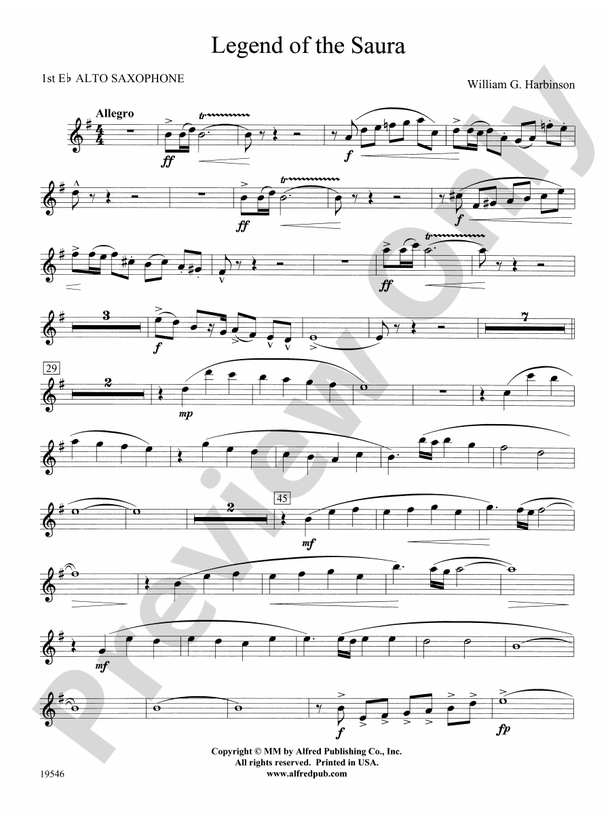 Legend of the Saura: E-flat Alto Saxophone: E-flat Alto Saxophone Part ...