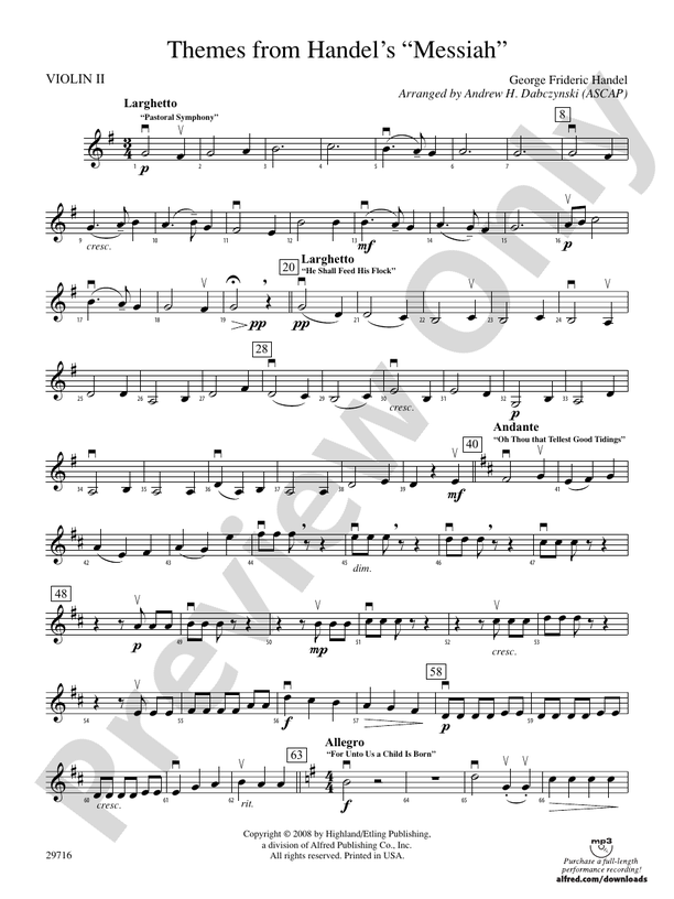 Themes from Handel's Messiah: 2nd Violin: 2nd Violin Part - Digital ...