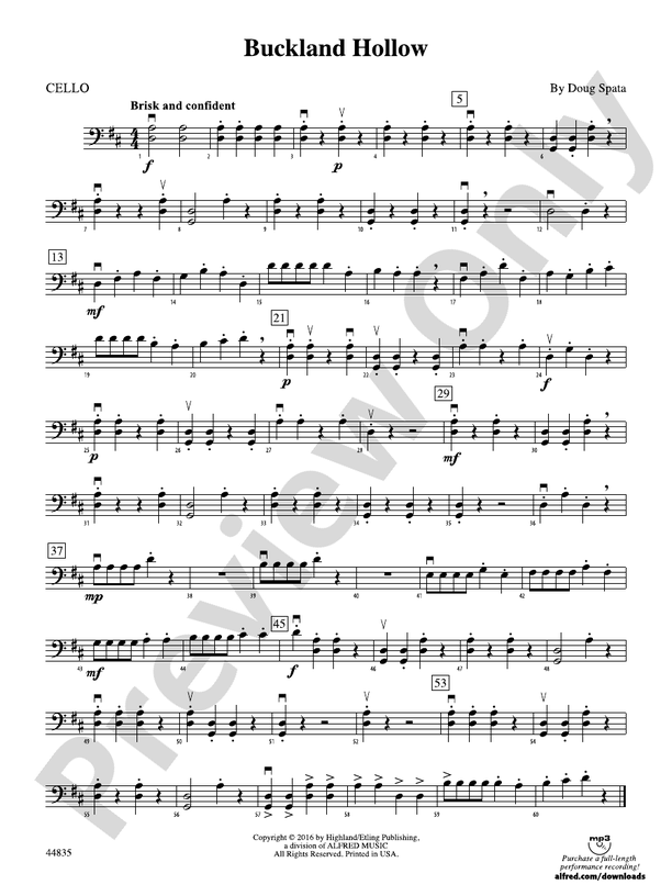 Buckland Hollow: Cello: Cello Part - Digital Sheet Music Download