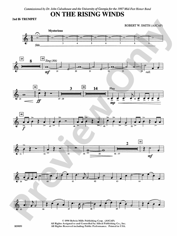 On the Rising Winds: 2nd B-flat Trumpet: 2nd B-flat Trumpet Part - Digital Sheet Music Download