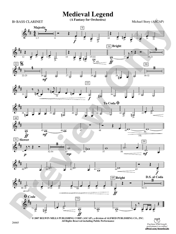Medieval Legend: B-flat Bass Clarinet: B-flat Bass Clarinet Part ...