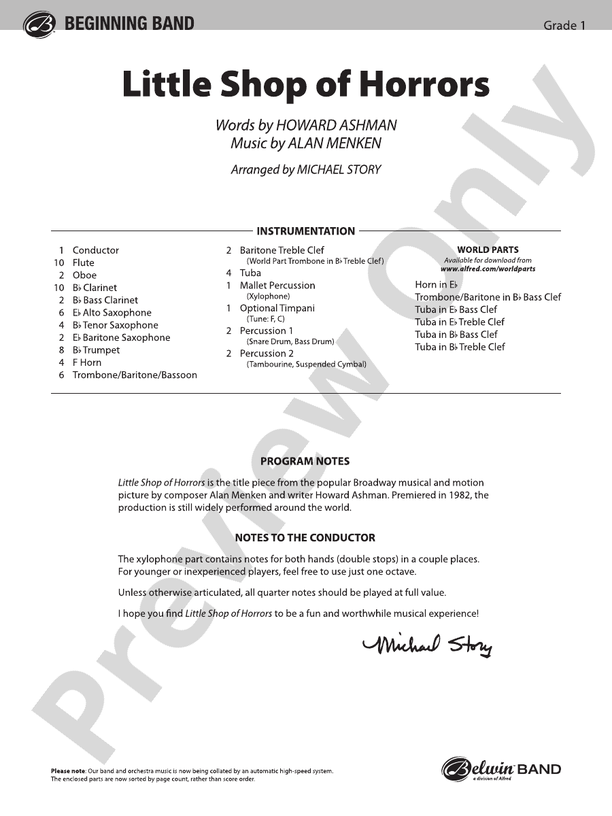 Little Shop of Horrors: Score: Concert Band Score - Digital Sheet Music ...