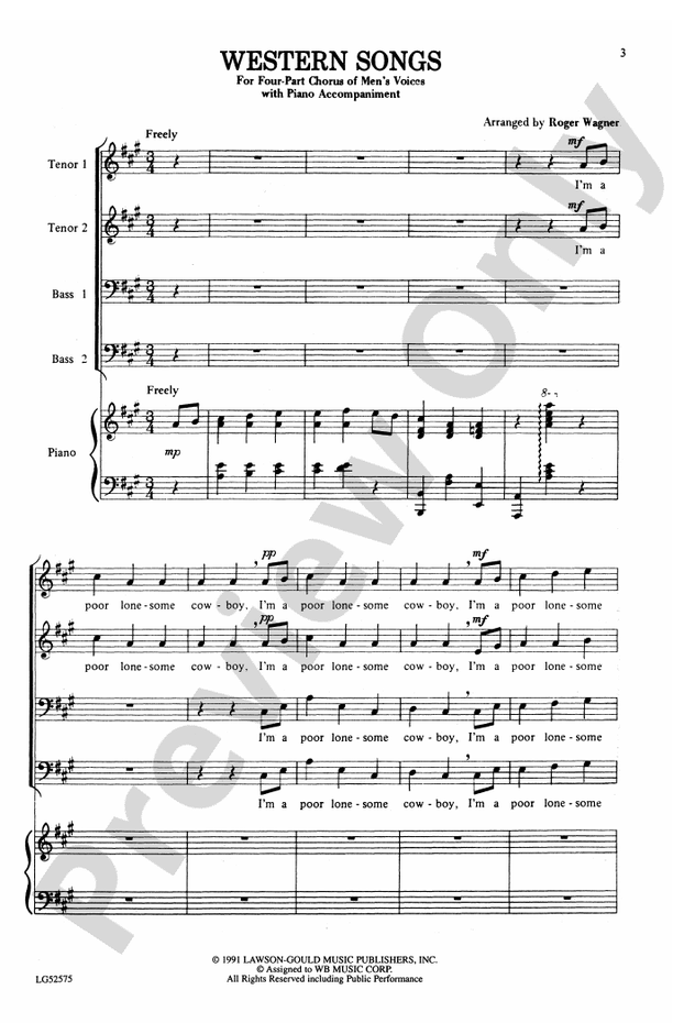 Western Songs: TTBB Choral Octavo - Digital Sheet Music Download