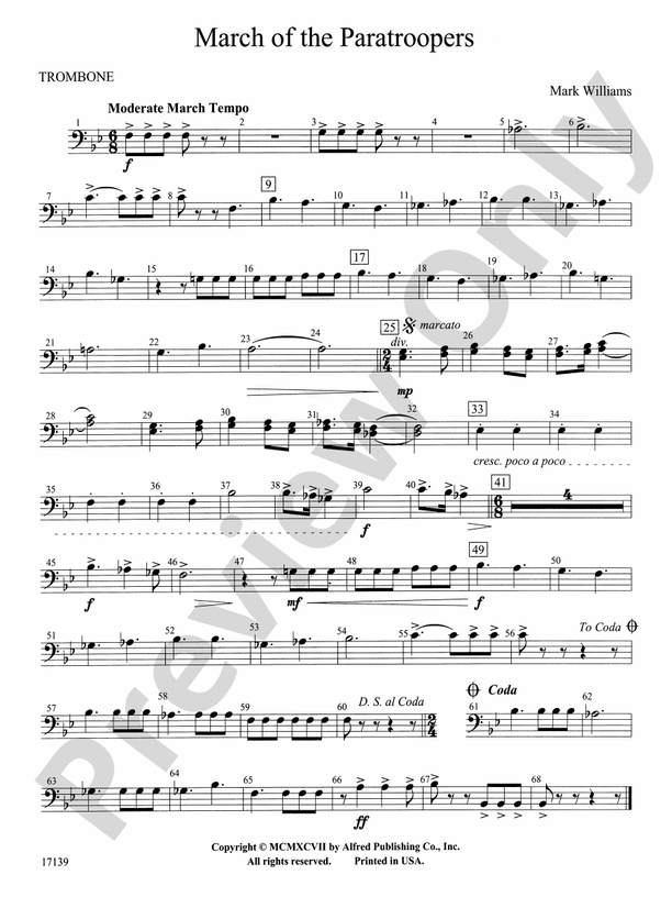 March of the Paratroopers: 1st Trombone: 1st Trombone Part - Digital ...