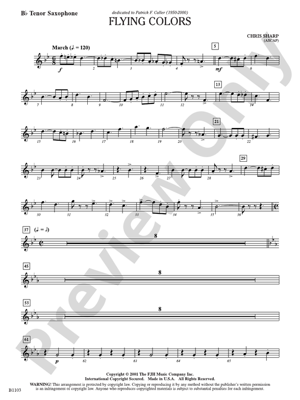 Flying Colors: B-flat Tenor Saxophone: B-flat Tenor Saxophone Part ...