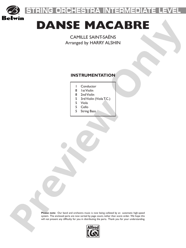 Danse Macabre: Score: String Orchestra Score - Digital Sheet Music Download