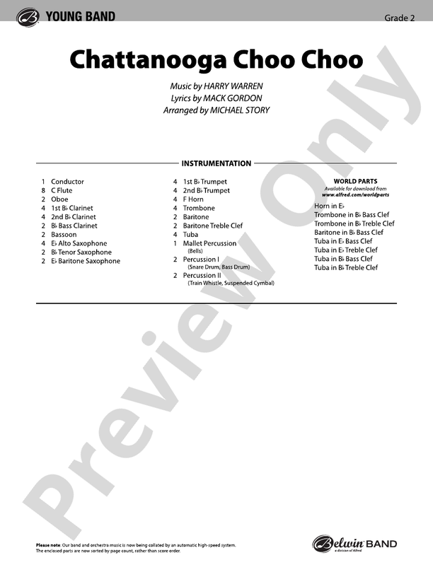 Chattanooga Choo Choo: Score: Concert Band Score - Digital Sheet Music ...